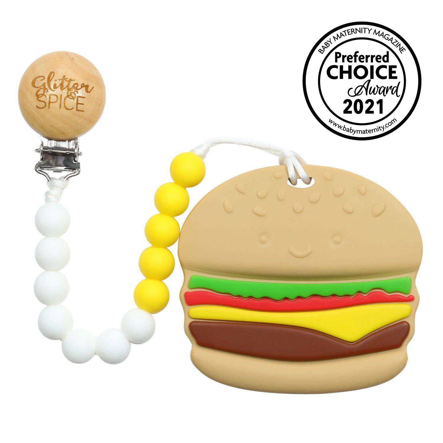 Burger Silicone Teether – Glitter & Spice