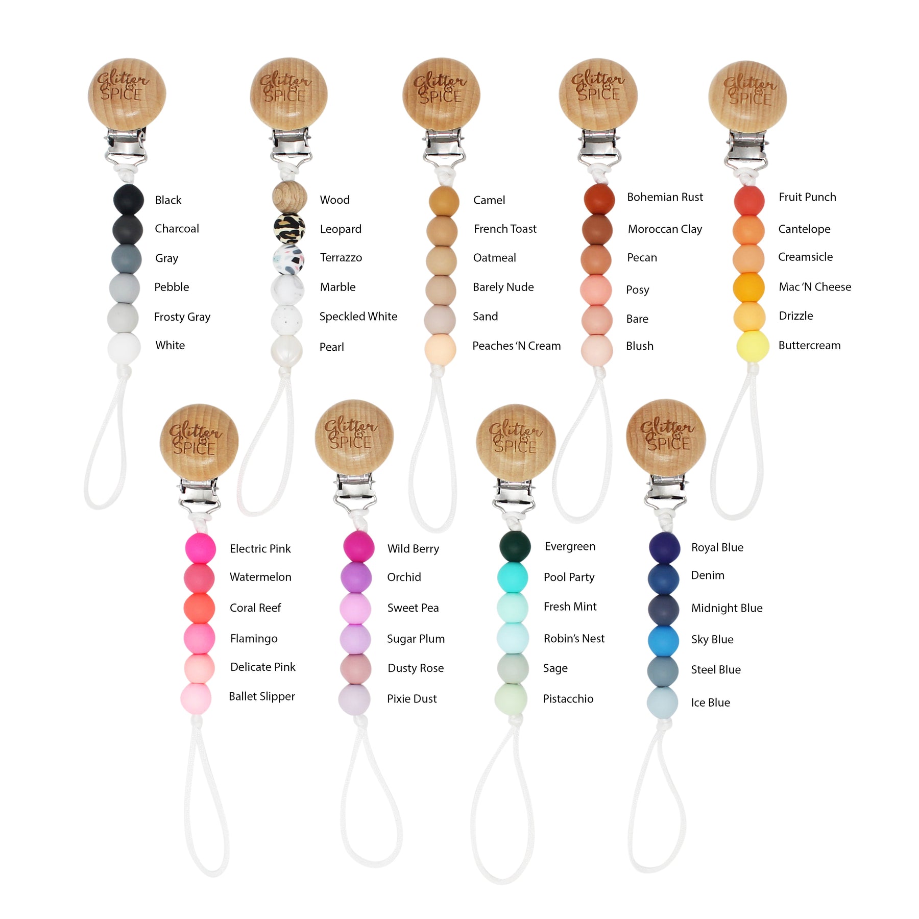 Create Your Own Silicone Pacifier Clip – Glitter & Spice