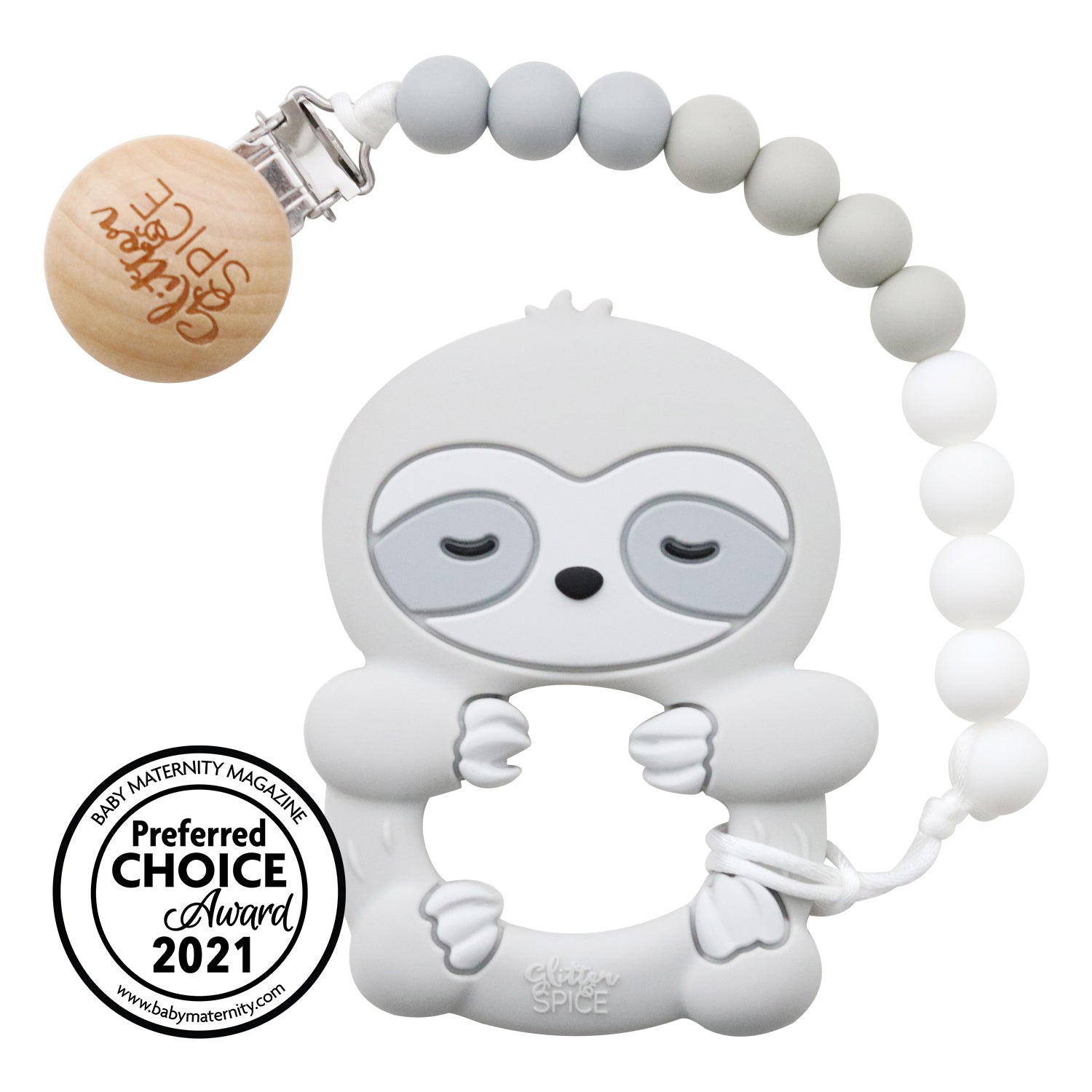 Sloth Silicone Teether – Glitter & Spice